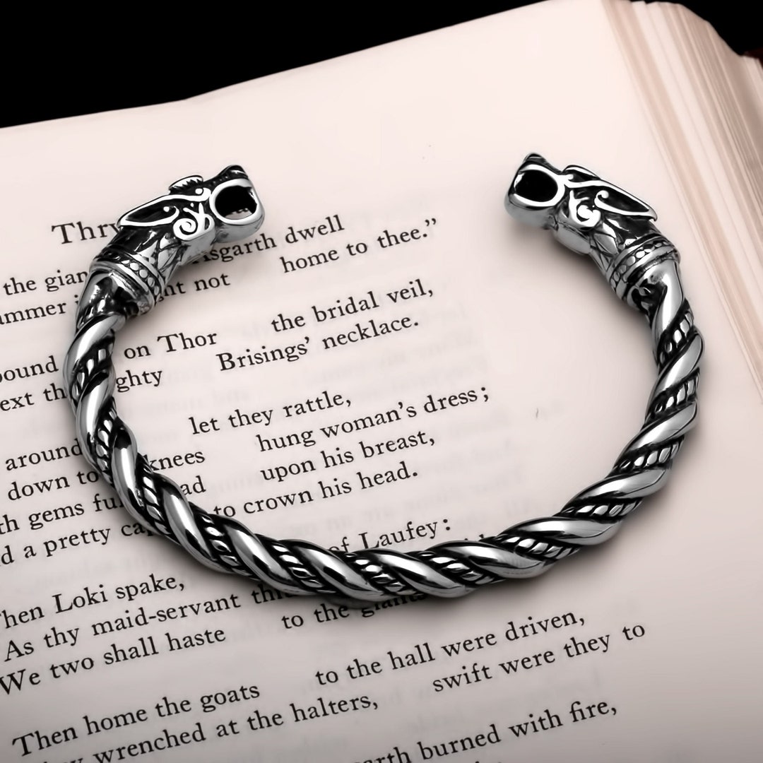 Viking Dragon Head Twisted Torc Bracelet Arm Band - Etsy