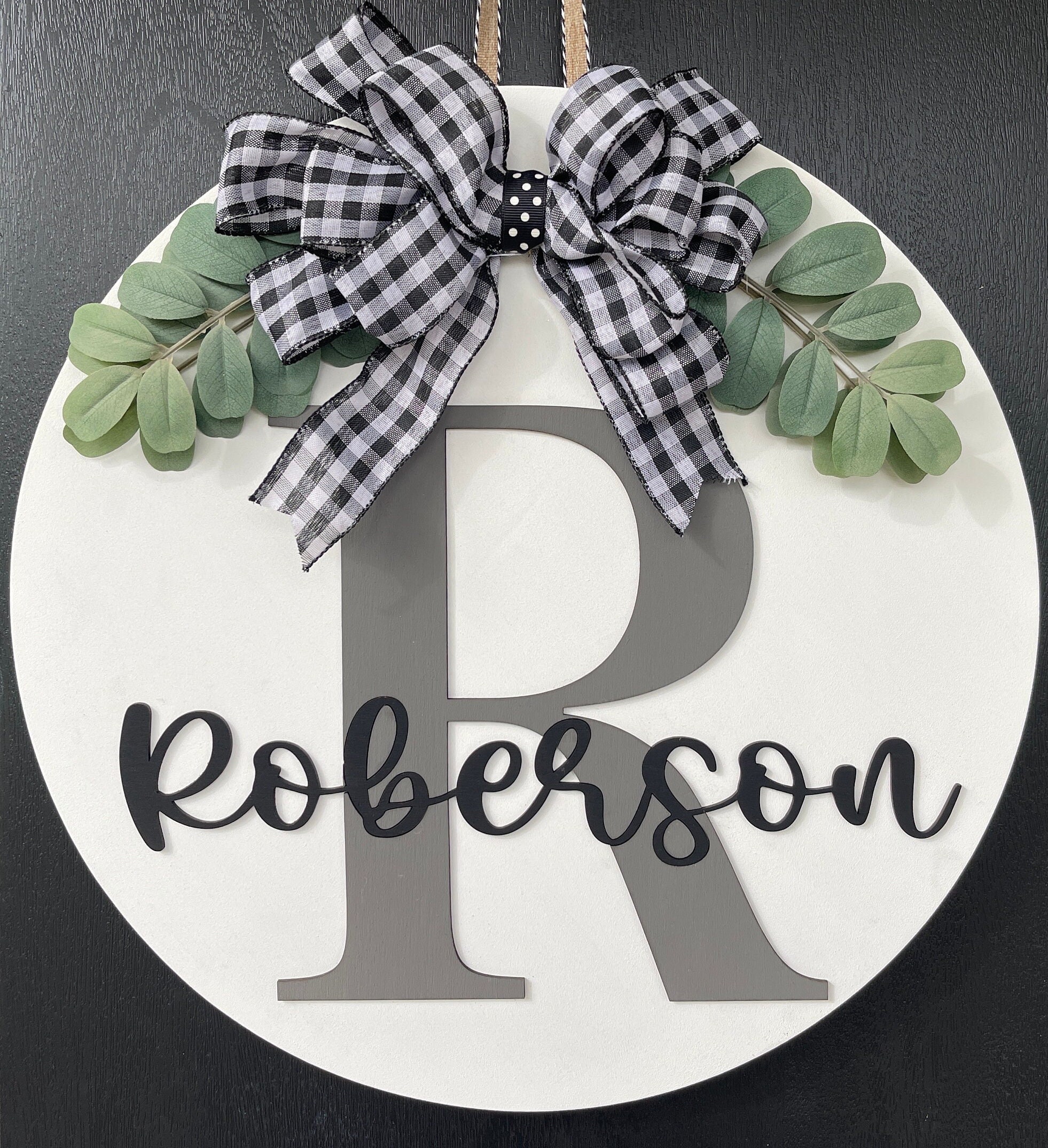 Initial and Name Welcome Door Hanger - Etsy