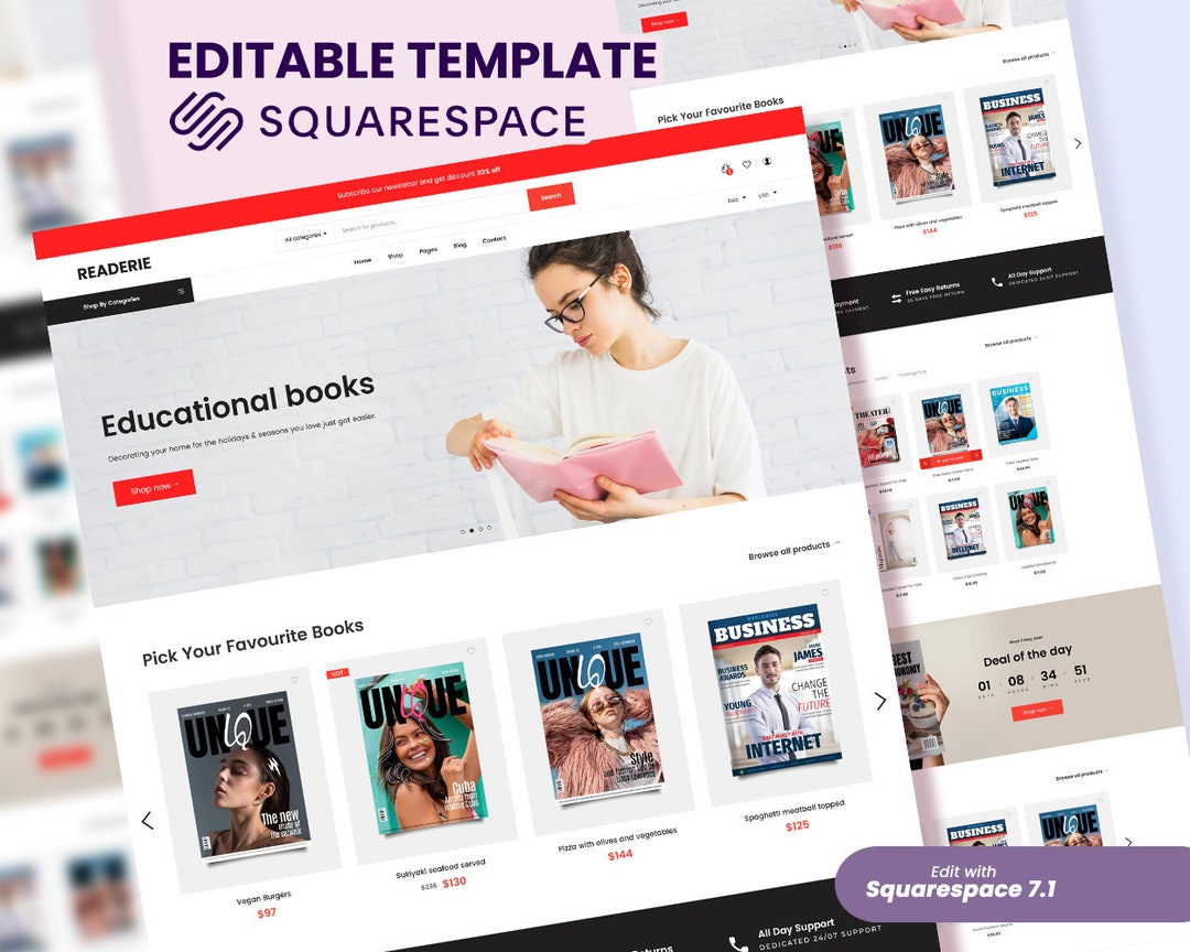 Readerie Squarespace Website Template | Elegant Designs for Books and ...