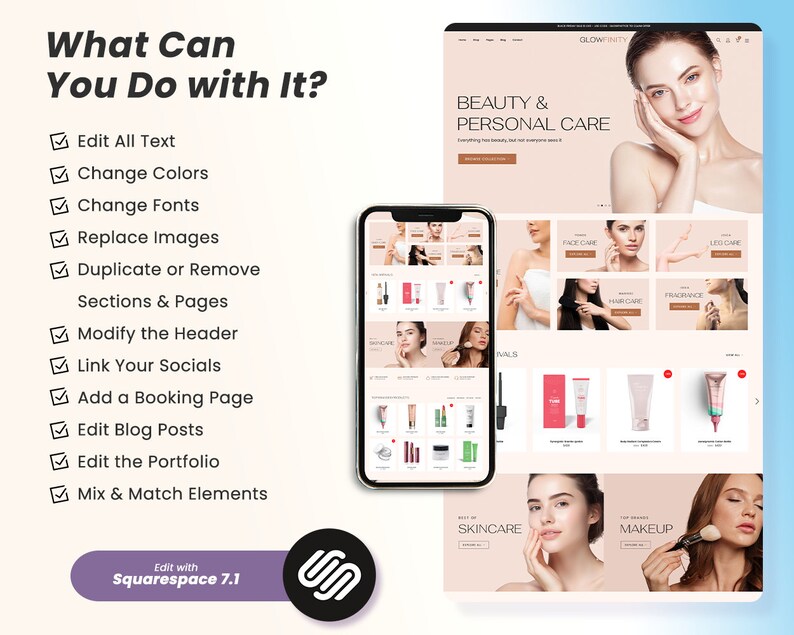 Glowfinity Squarespace Website Template | Stylish Design for Beauty and ...