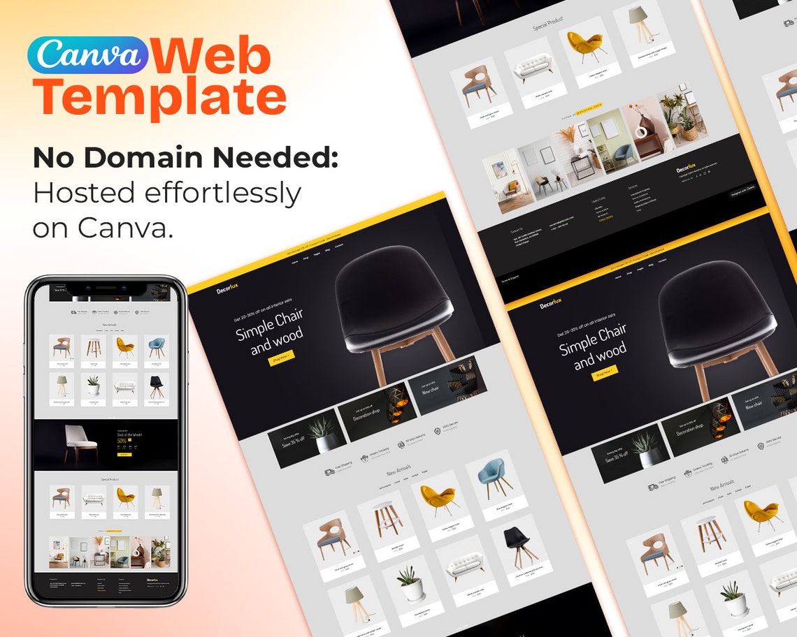 Decorlux Canva Website Template | Sophisticated Designs for Home Decor ...