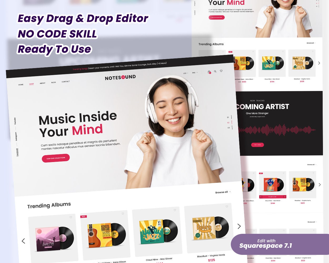 Notesound Squarespace Website Template | Dynamic Designs for Music and ...