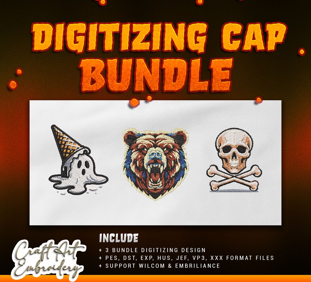 Cap Embroidery Design Super Bundle V1: Ultimate Collection of Digitized ...