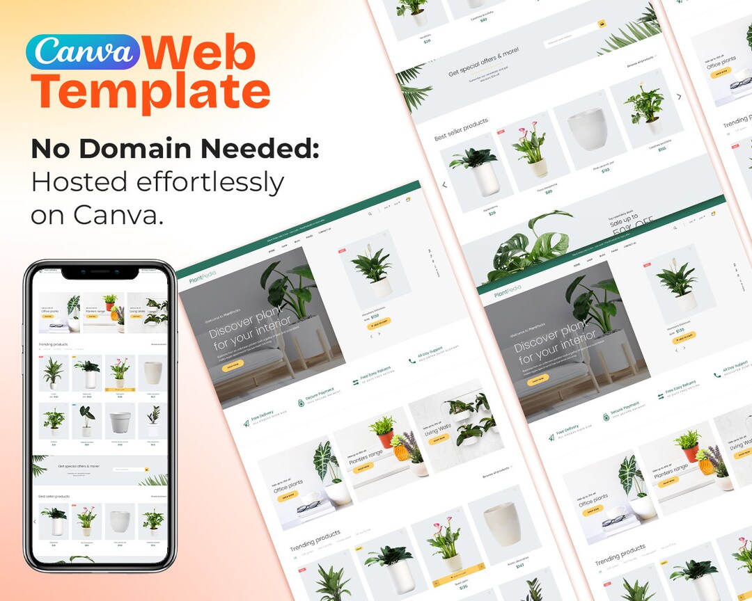 Plantpedia Canva Website Template | Verdant Designs for Gardening and ...