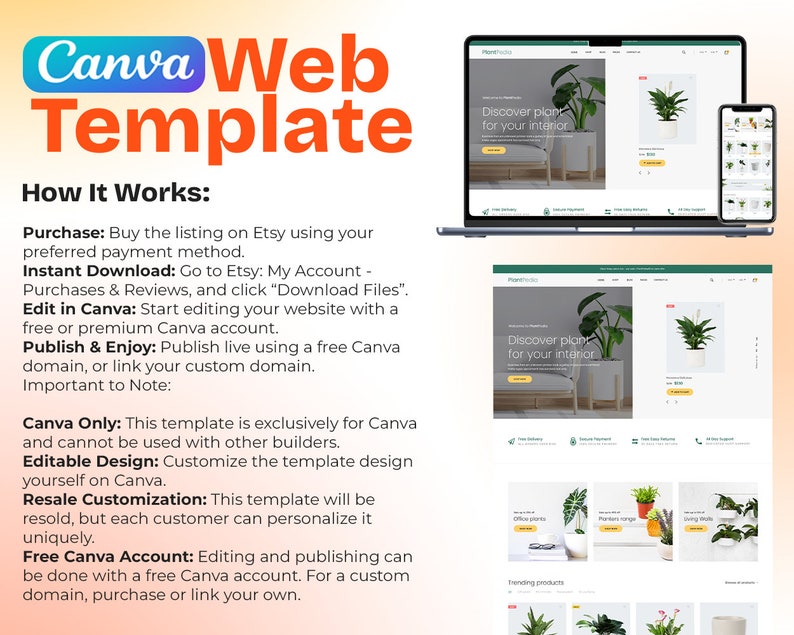 Plantpedia Canva Website Template | Verdant Designs for Gardening and ...