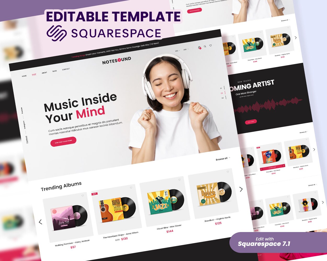 Notesound Squarespace Website Template | Dynamic Designs for Music and ...