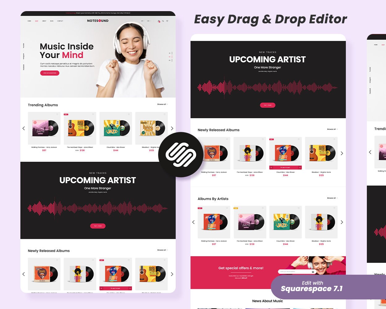 Notesound Squarespace Website Template | Dynamic Designs for Music and ...