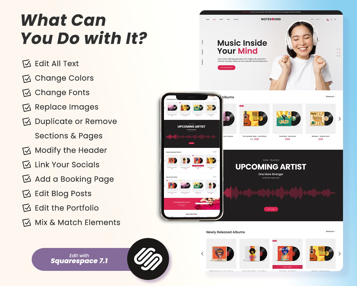 Notesound Squarespace Website Template | Dynamic Designs for Music and ...