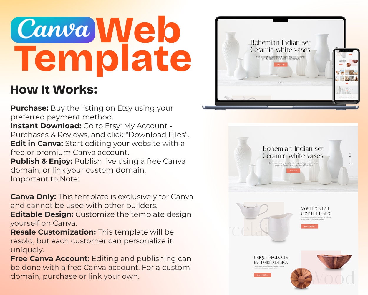 Asa Craft Canva Website Template | Artisanal Designs for Handmade ...