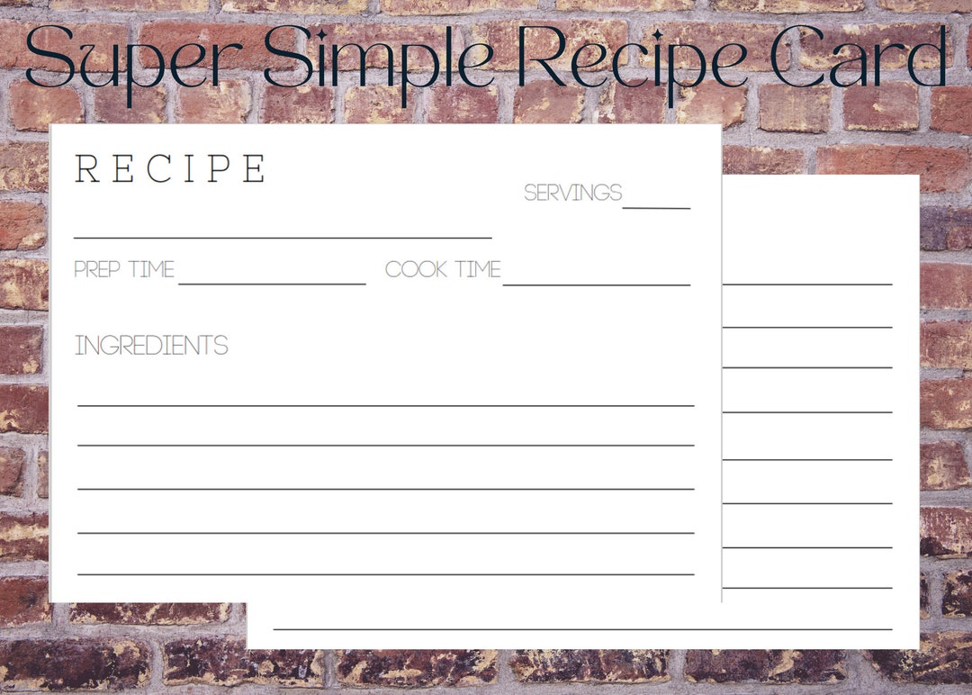 Super Simple Recipe Cards - Etsy