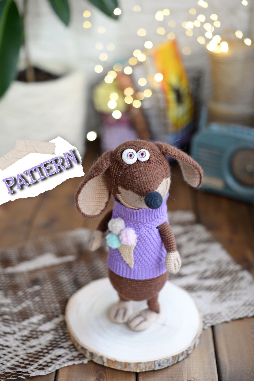 Crochet Dog Dachshund PATTERN Toy With Outfit Vest English PDF DIY - Etsy