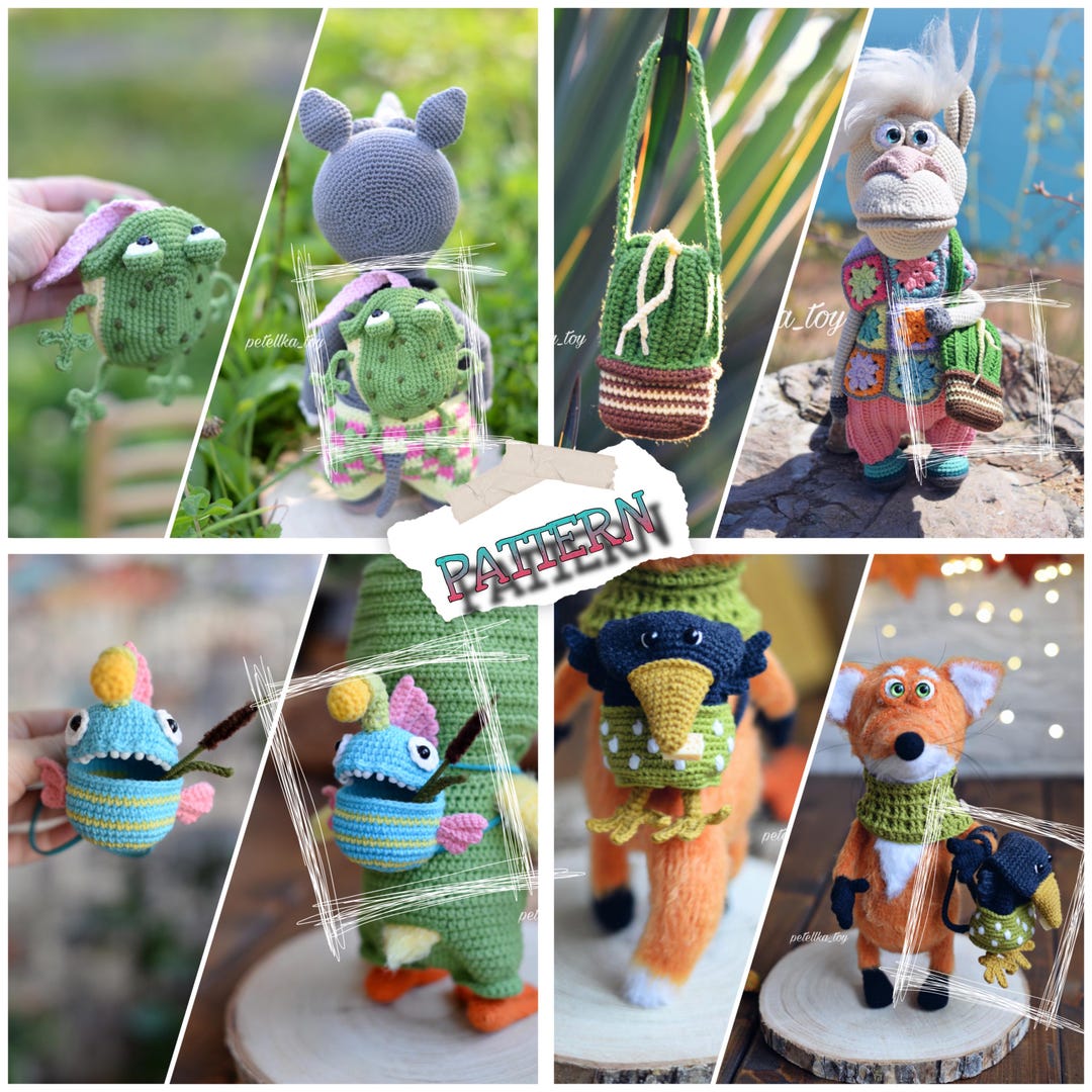 Crochet PATTERN Backpack Crow, Backpack Frog, Bag Cactus, Backpack Fish ...