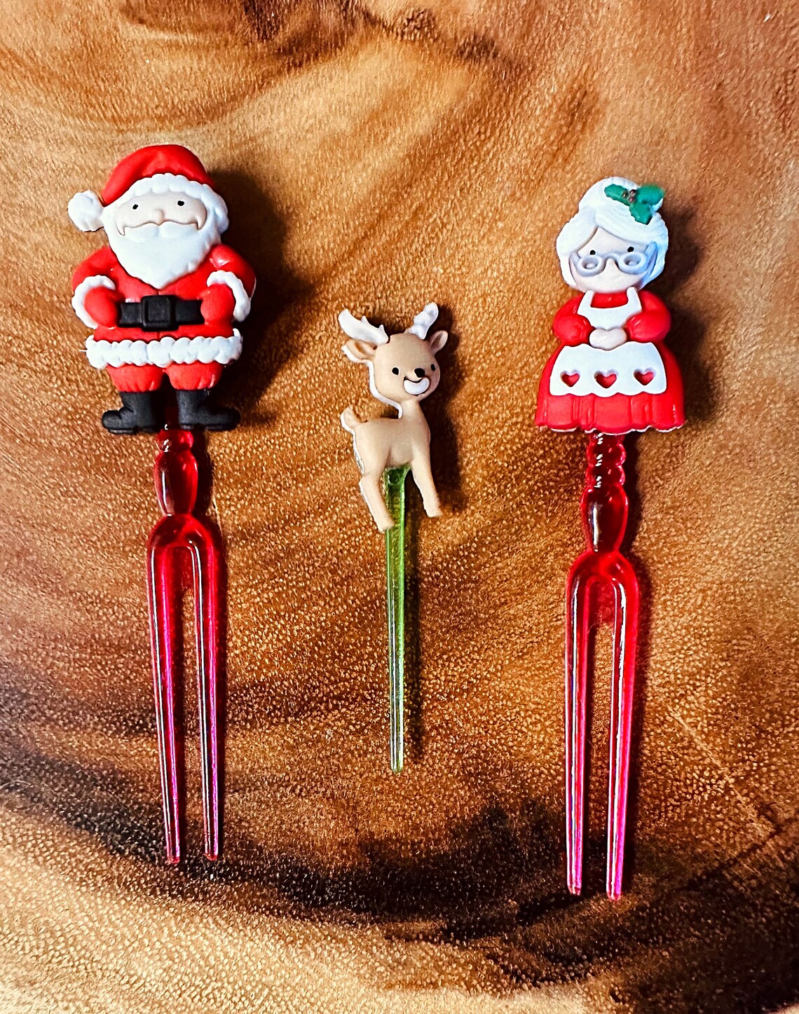 Christmas Bento Lunch Food Picks Santa Food Picks Mrs. Claus - Etsy