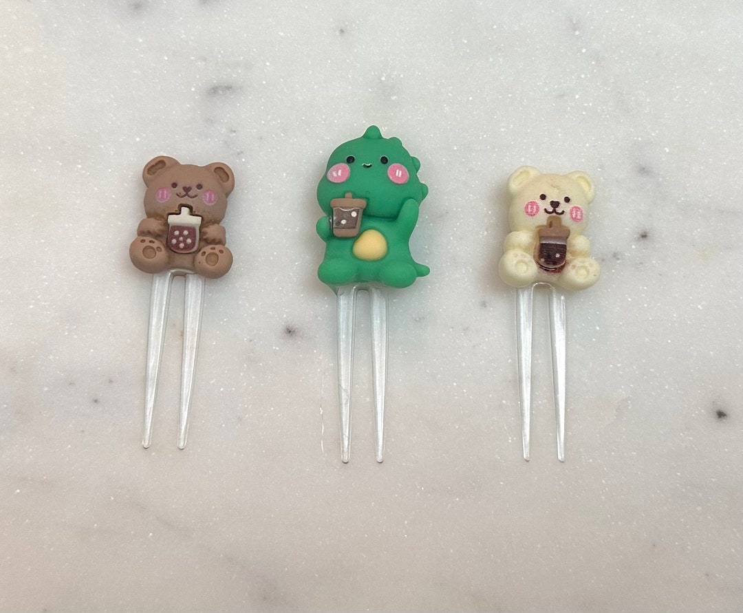 Boba Tea Friends Bento Lunch Food Picks- Cupcake Toppers- Mini Forks ...