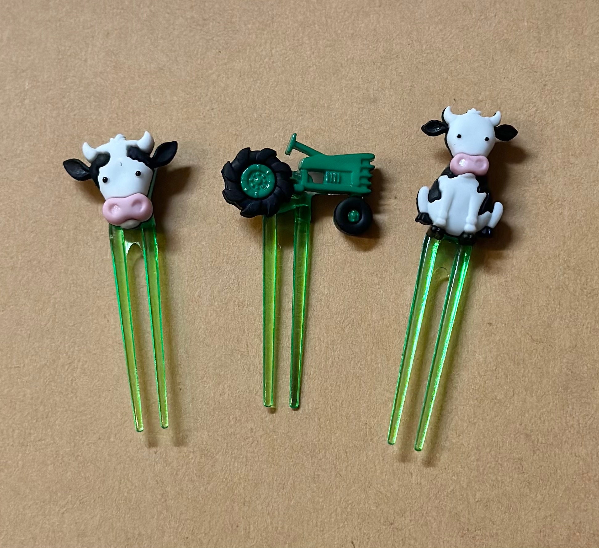 Farm Bento Food Picks- Cow and Tractor Food Picks- Lunch Forks- Cupcake ...