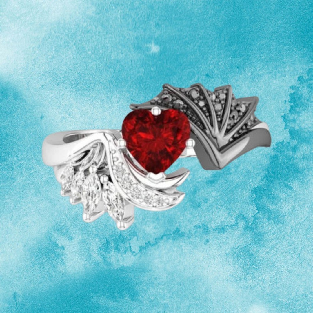 Unique Angel Wings Diamond Ring Devil Wings Black Diamond Ring - Etsy