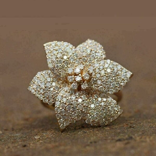 Diamond Flower Ring - Etsy