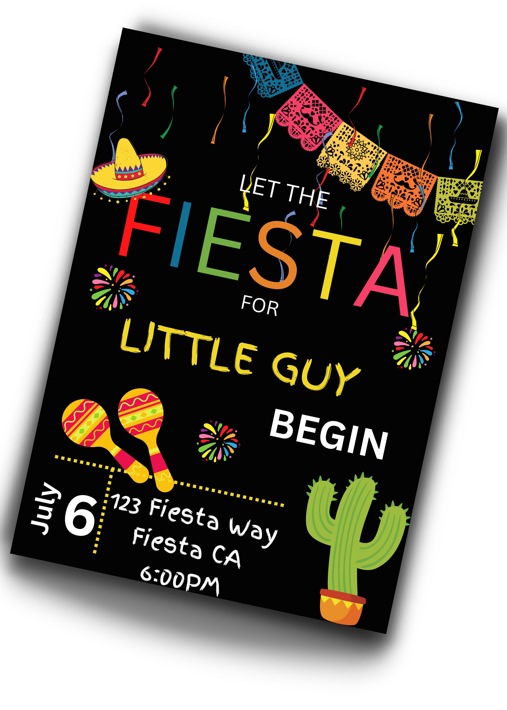 Fiesta Invitation, Birthday Party Invitation, Birthday Fiesta, Editable ...