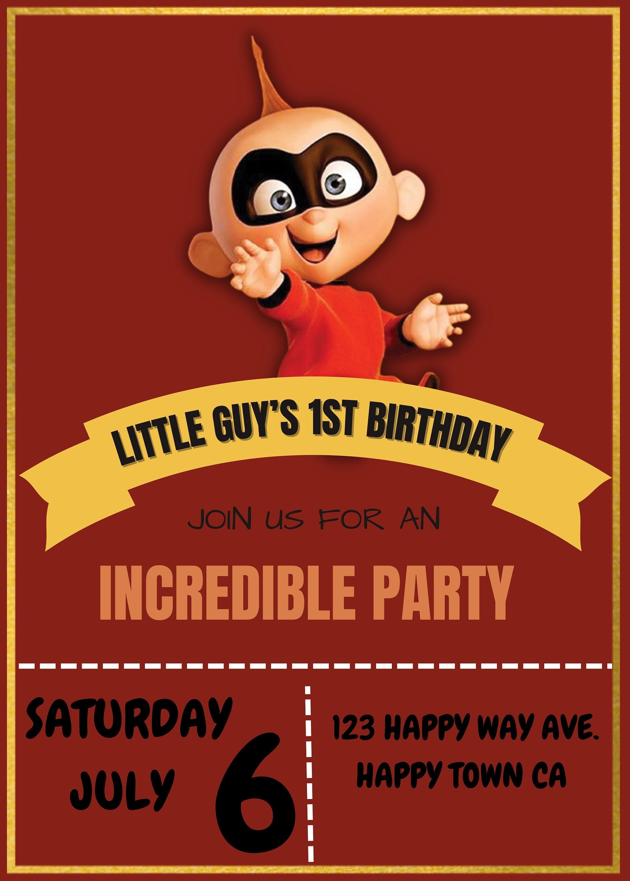Jack Jack, the Incredibles, Kids Invitations, Digital Download, Instant ...