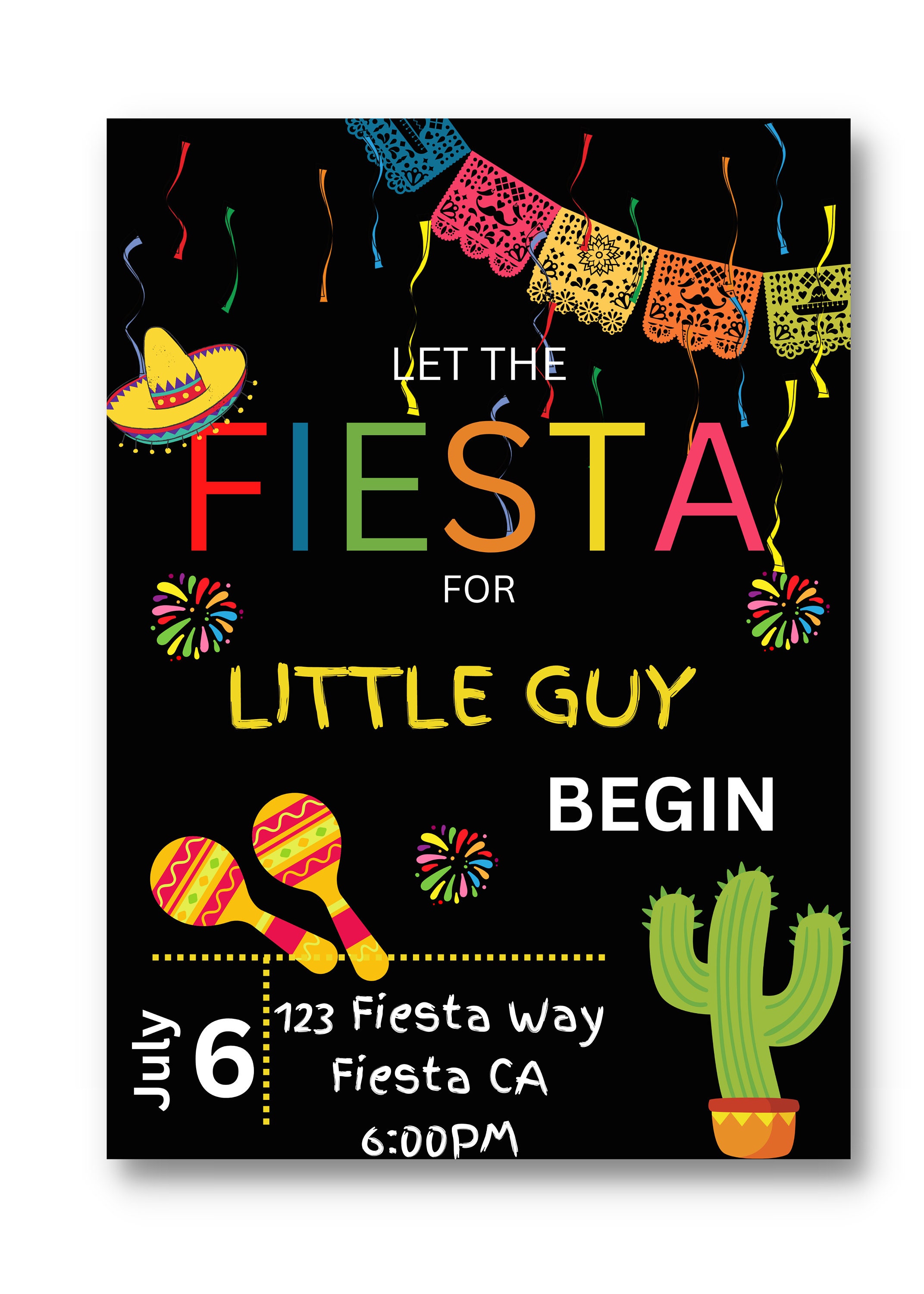 Fiesta Invitation, Birthday Party Invitation, Birthday Fiesta, Editable ...