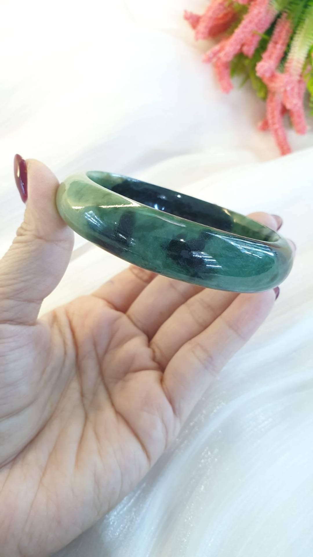 Vintage Burmese Jade Bangle Size 58.9mm Green-black - Etsy