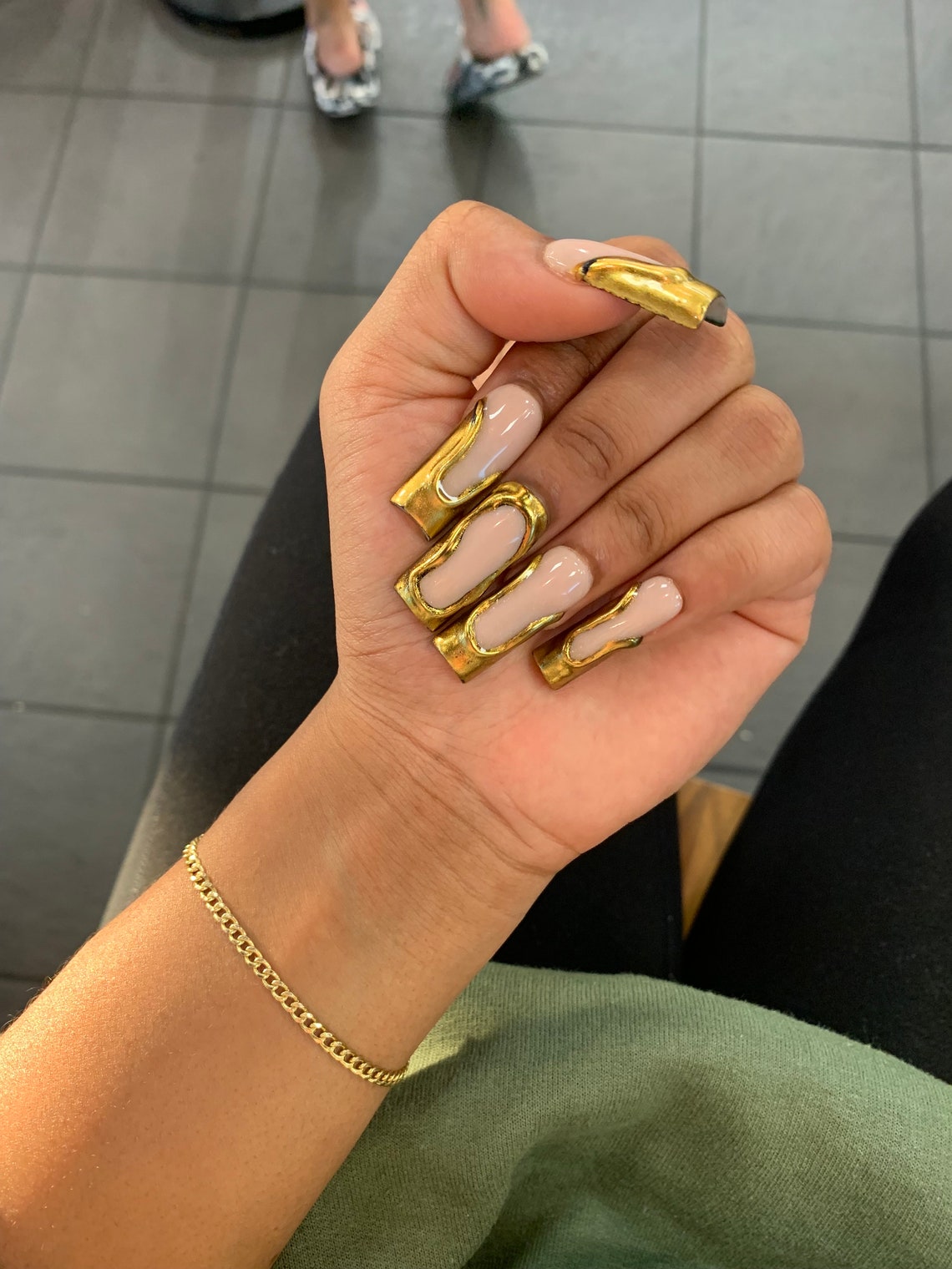 Gold Abstract Textured French Tip - Etsy