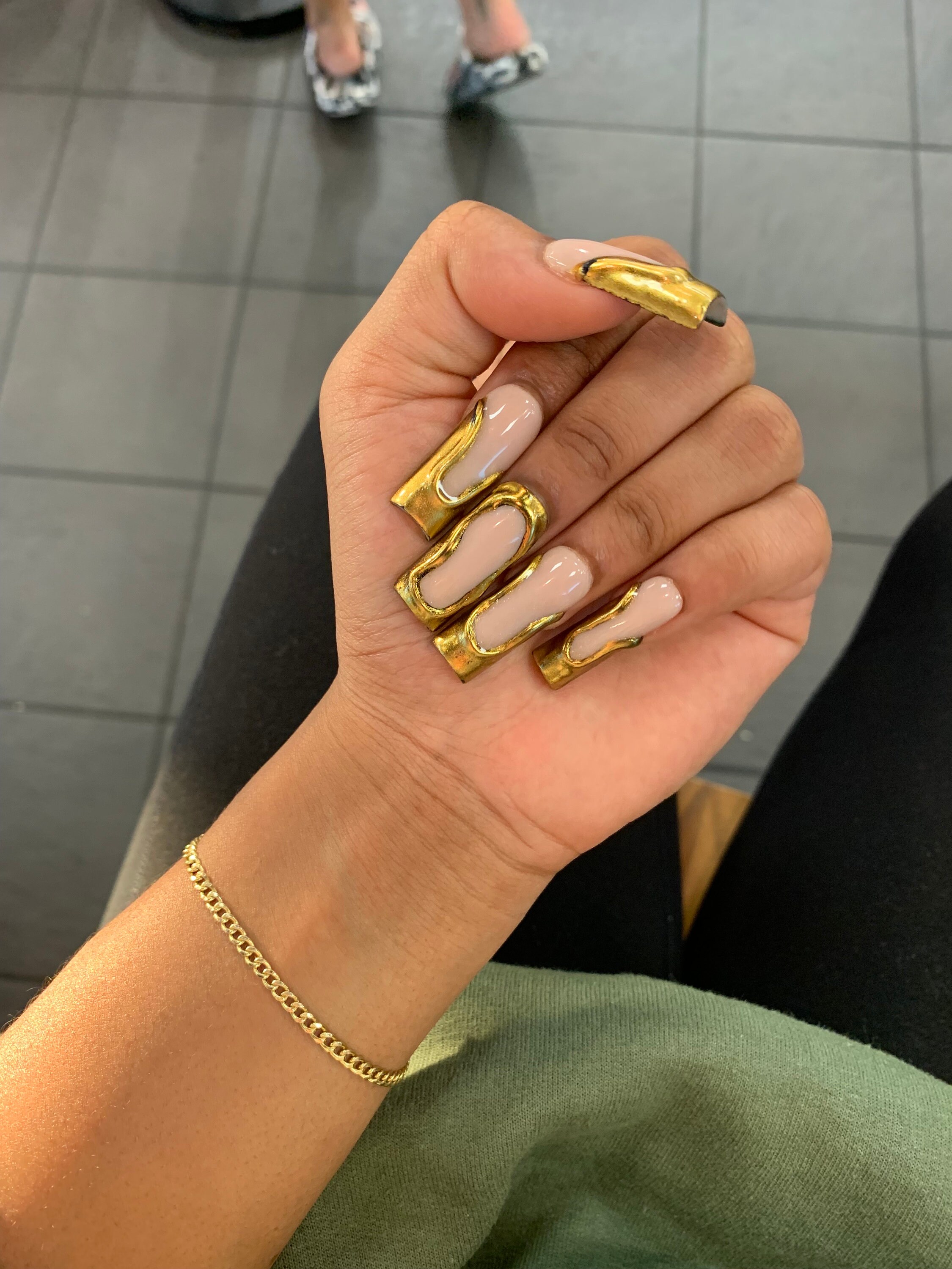 Gold Abstract Textured French Tip - Etsy