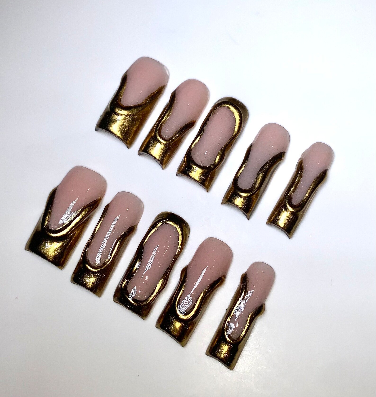 Gold Abstract Textured French Tip - Etsy