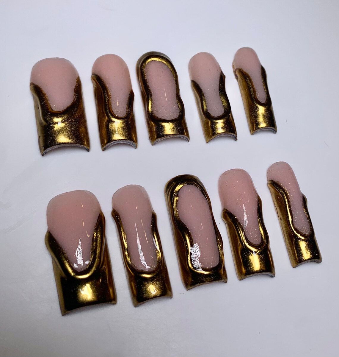 Gold Abstract Textured French Tip - Etsy