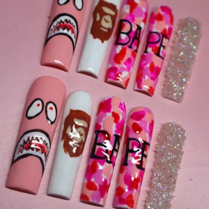 PINK Acrylic Press on Nails - Etsy