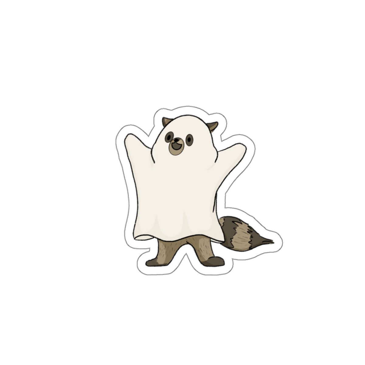 Cute and Funny Raccoon Dressed as a Ghost for Halloween Sticker - Etsy