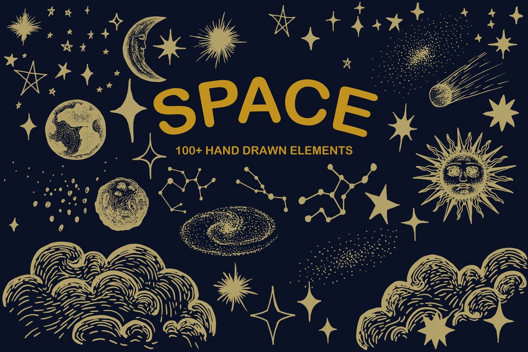 Space – Star Moon Sun Planet Zodiac | Space Vector and Clipart ...