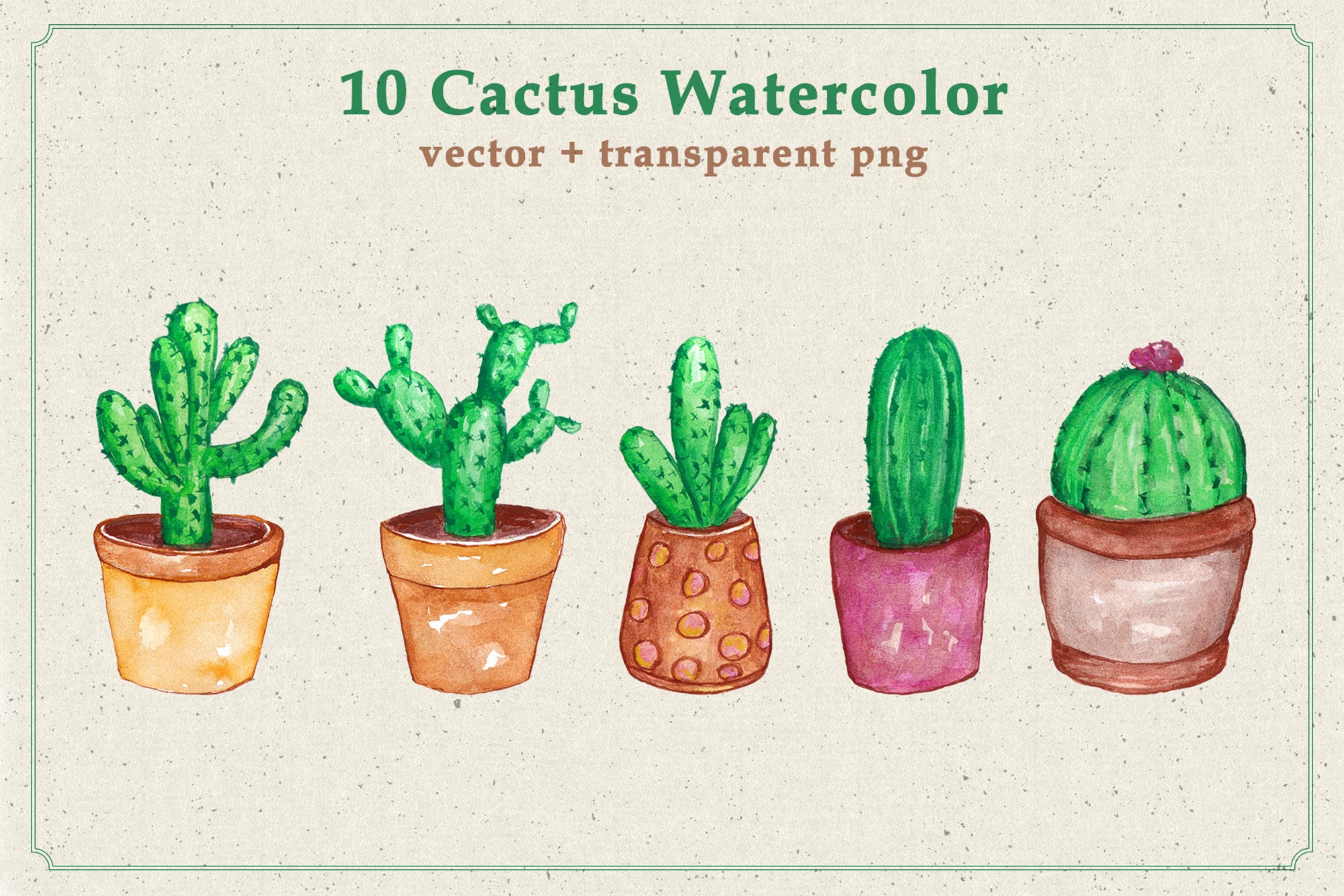 Cactus in Pot Watercolor Clipart Cactus Watercolor PNG - Etsy