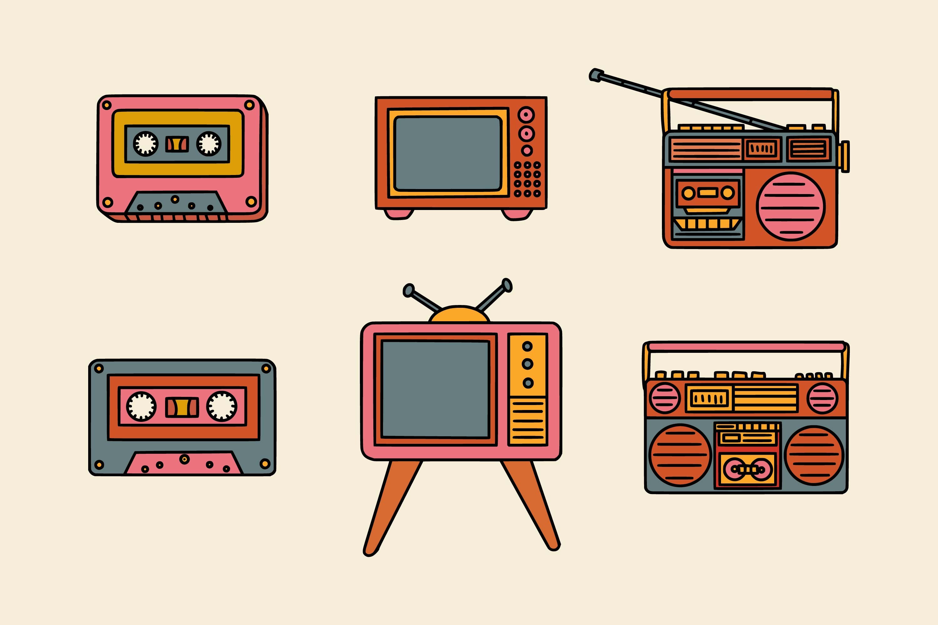 Retro Vibes Design Elements - Nostalgic Good Vibes | Retro Sticker ...