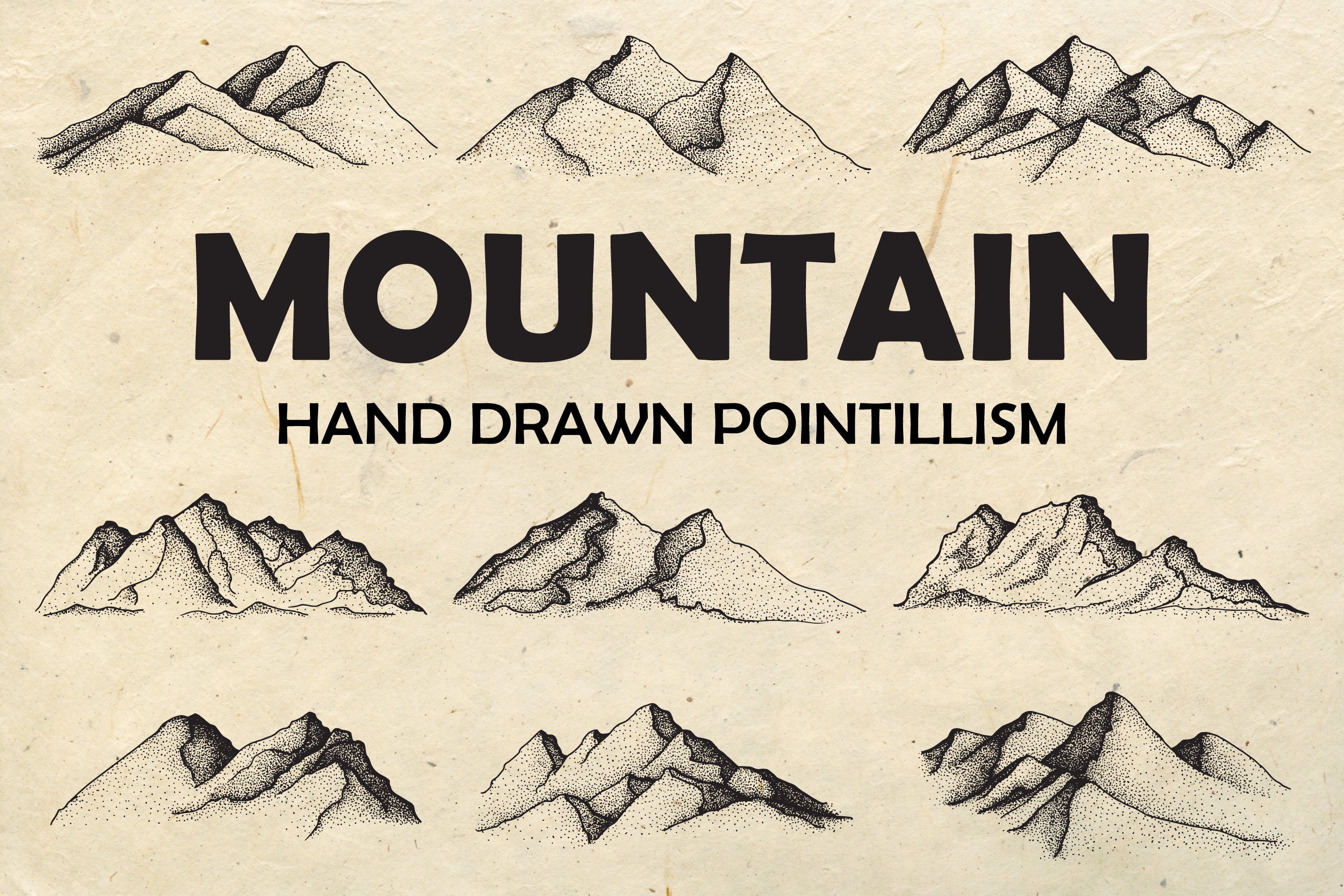 Hand Drawn Mountains Vector and Clipart Illustrations Bonus - Etsy