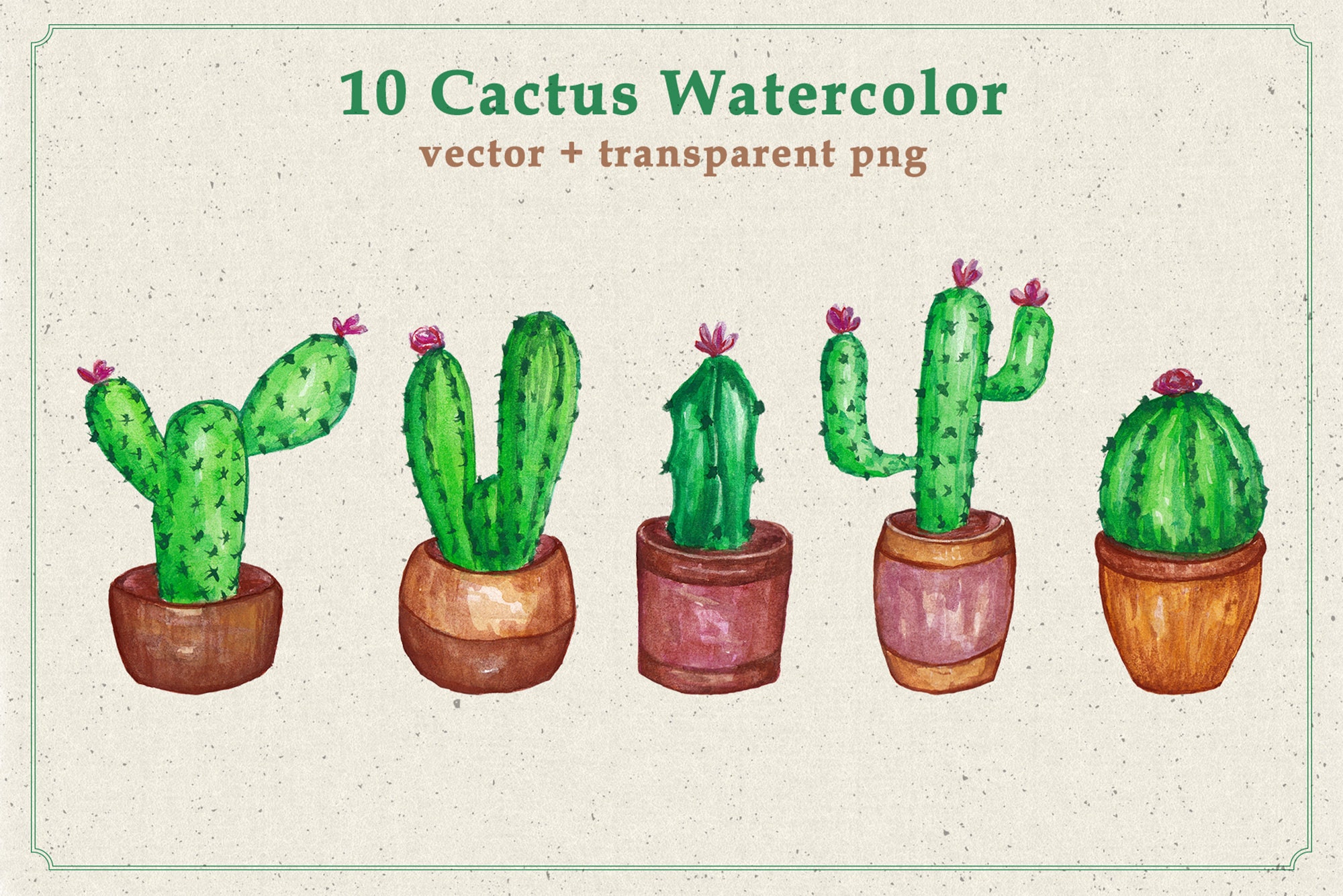 Cactus in Pot Watercolor Clipart Cactus Watercolor PNG - Etsy