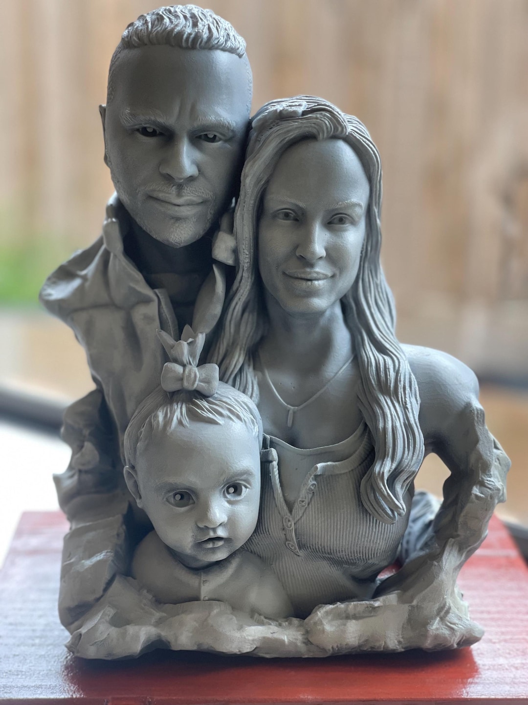 Custom 3D Family Sculpture: Photo-based Resin Art, Hand-painted Detail ...