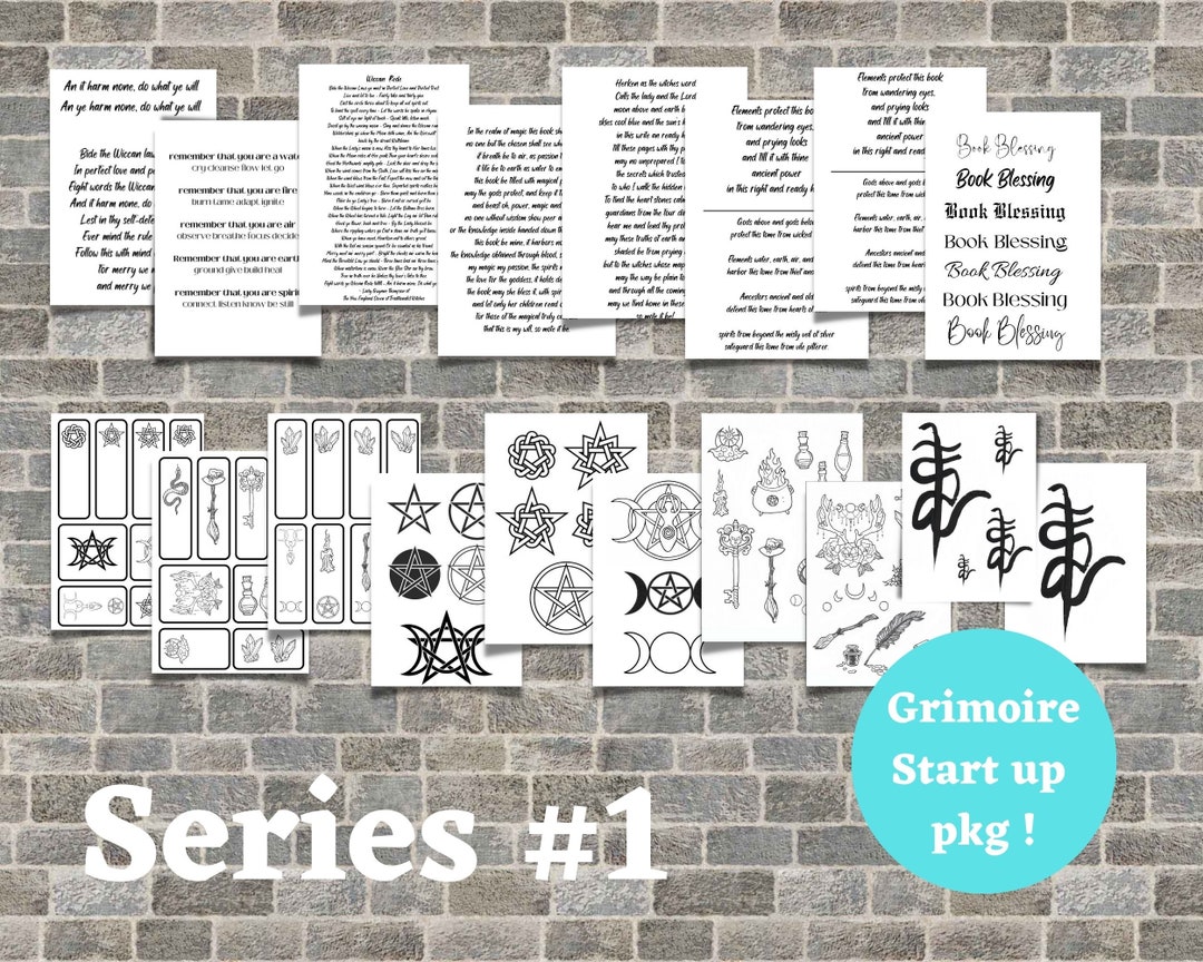 17 Pages: Grimoire Pkg Series #1, Book Blessing, Witchy Clip Art ...