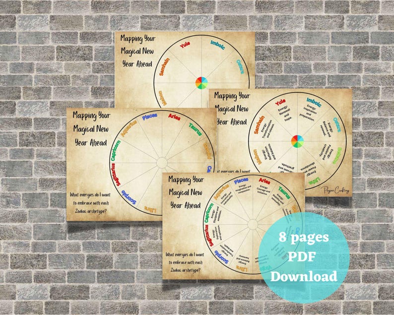 Grimoire Chart: Magical Year Mapping With Sabbats & Zodiac (PDF ...