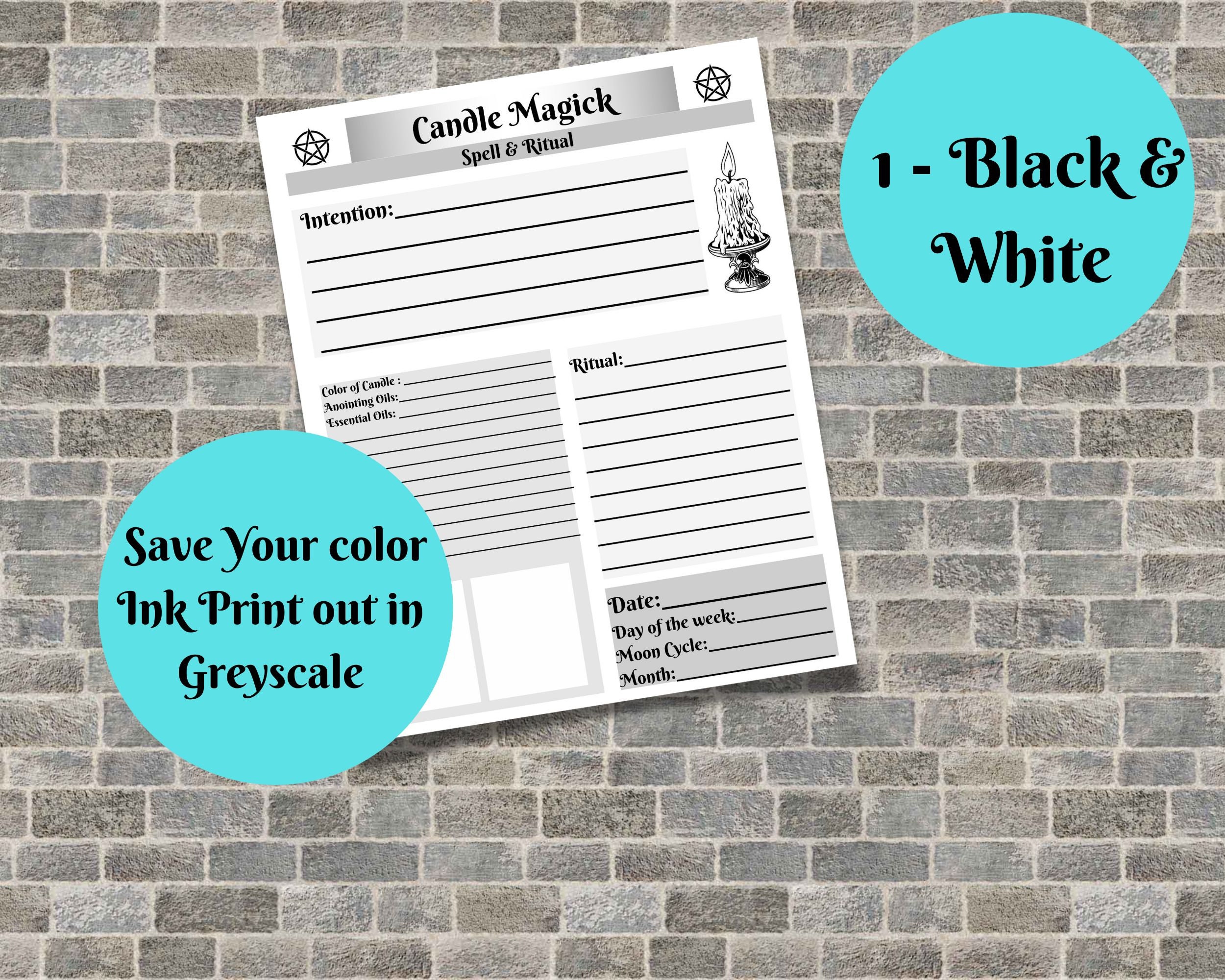 8 Pages Candle Magick Ritual Spell Sheet Planner. 8 Colors - Etsy