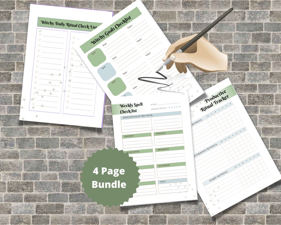 4 Page -witchy Daily Ritual Checklist, Habbit Tracker, Weekly Spell ...