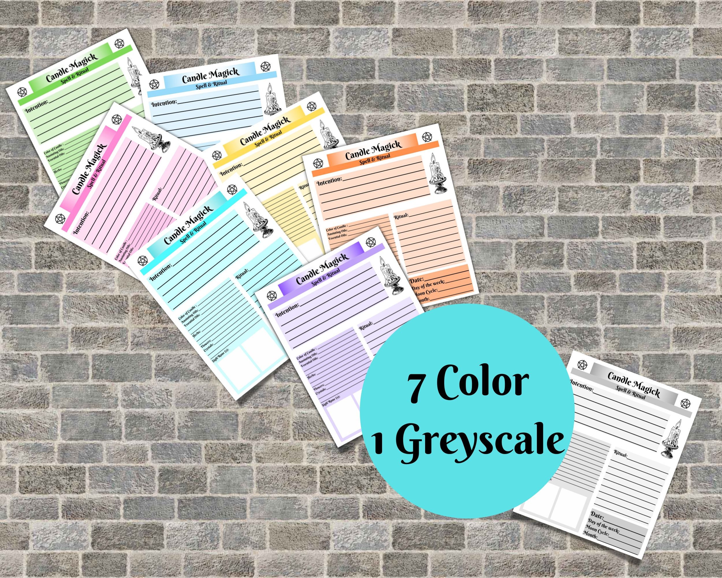 8 Pages Candle Magick Ritual Spell Sheet Planner. 8 Colors - Etsy