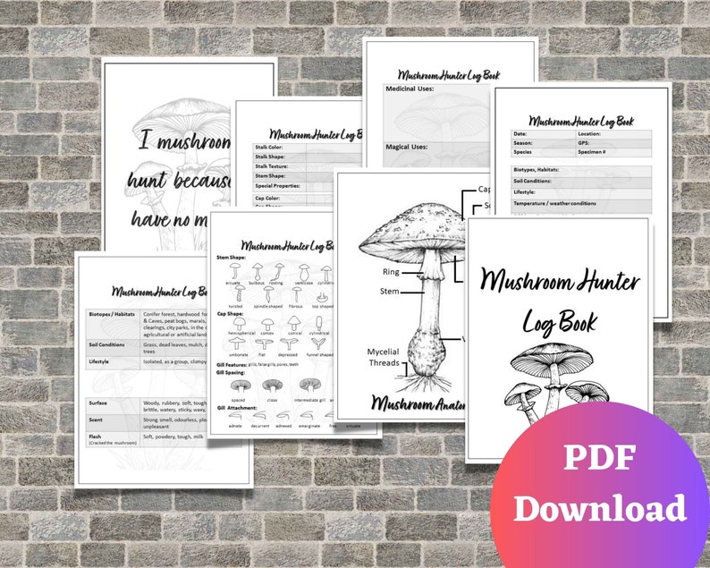 Mushroom Hunter Logbook, 8 Sheets, Journal, Mushroom Identification ...