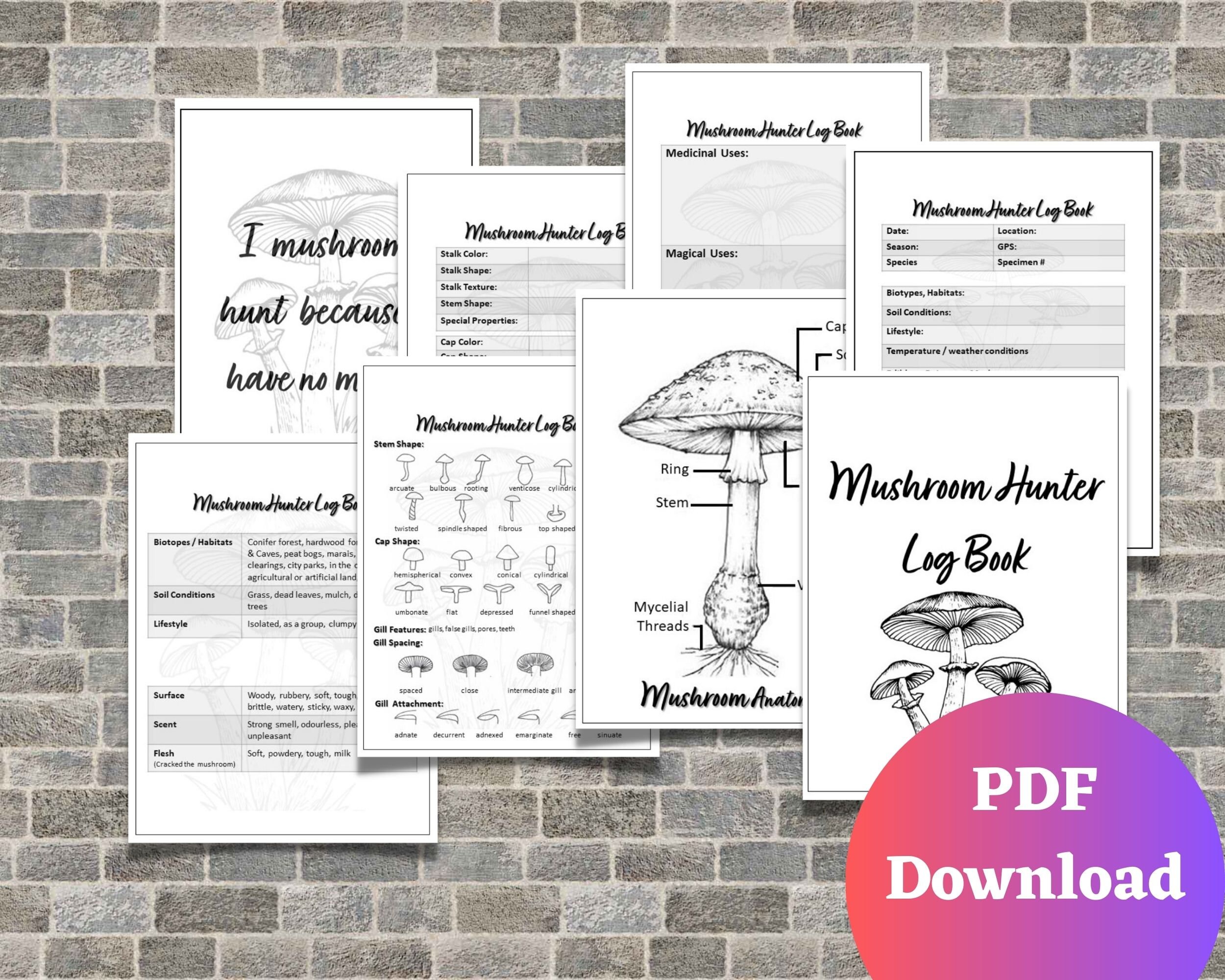 Mushroom Hunter Logbook, 8 Sheets, Journal, Mushroom Identification ...