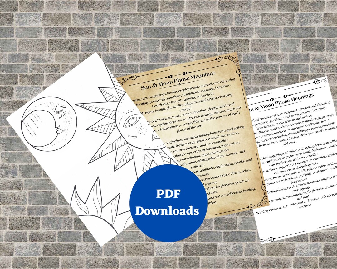 Sun & Moon Phases Grimoire Sheet: BOS Printable (PDF Download) - Etsy