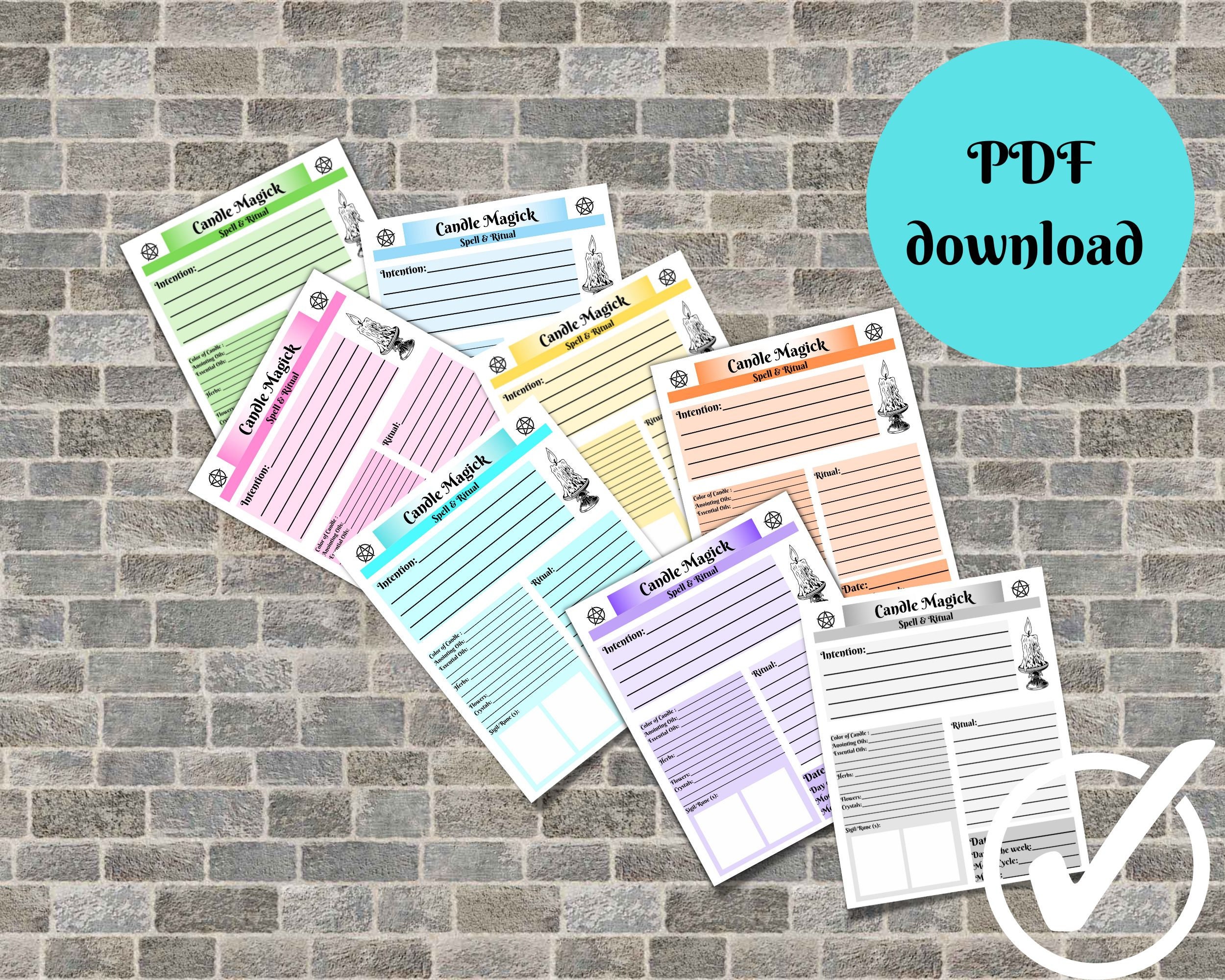 8 Pages Candle Magick Ritual Spell Sheet Planner. 8 Colors - Etsy