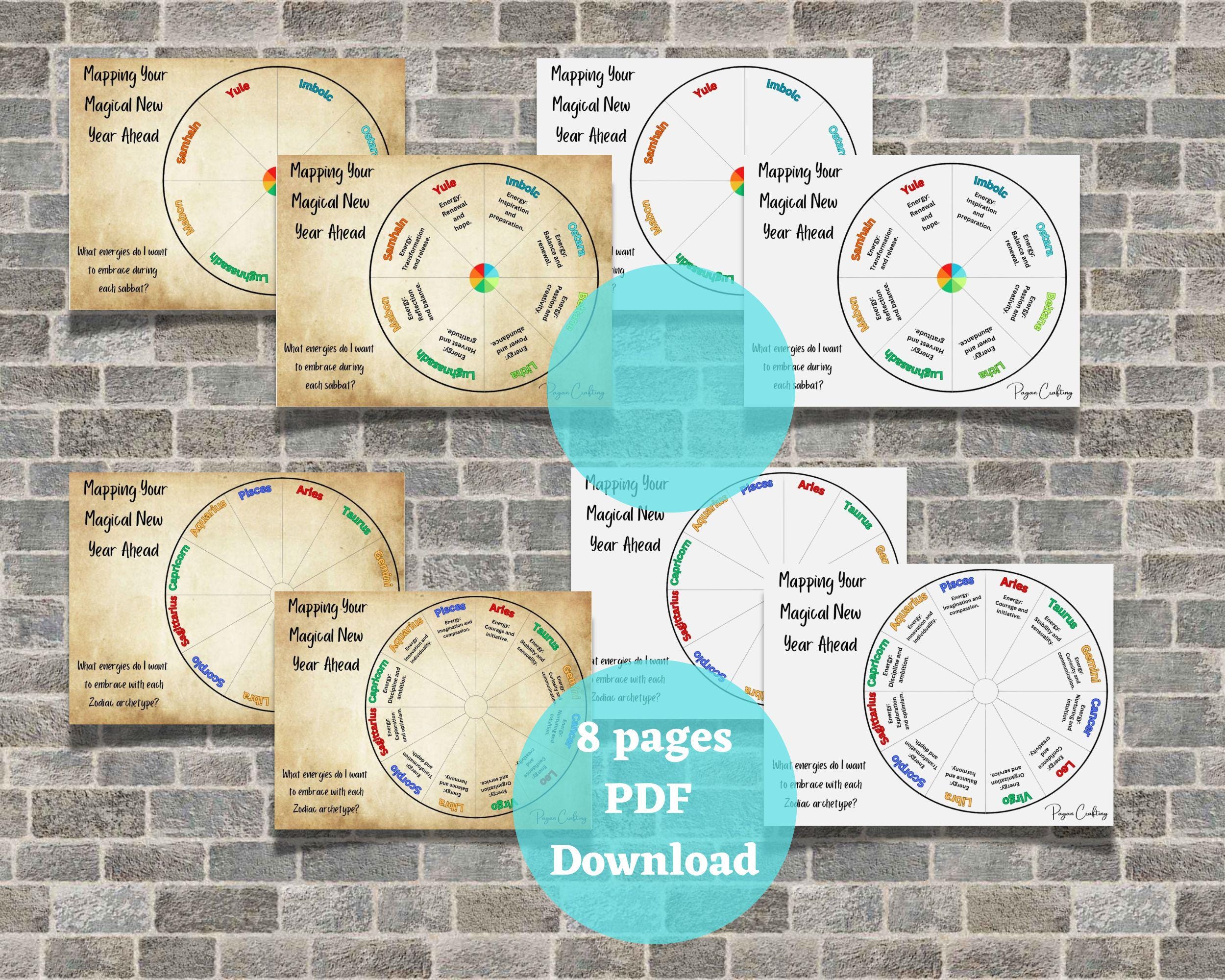 Grimoire Chart: Magical Year Mapping With Sabbats & Zodiac (PDF ...