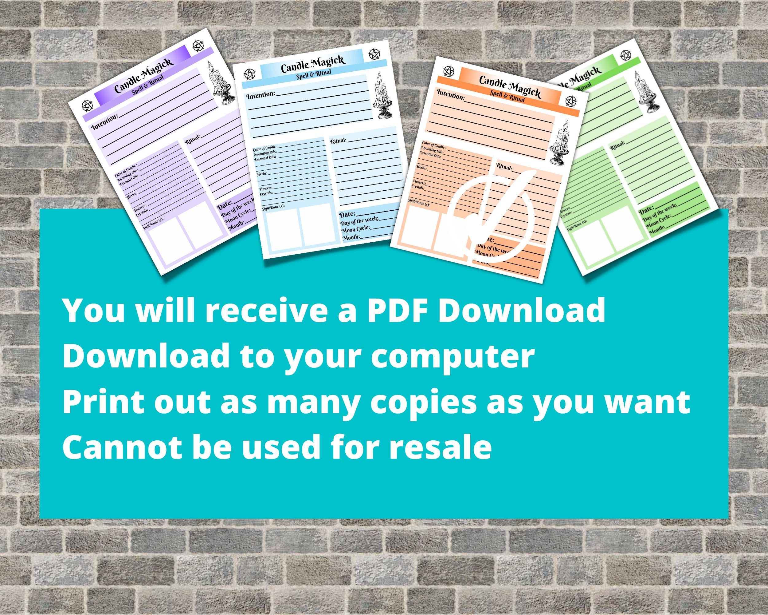 8 Pages Candle Magick Ritual Spell Sheet Planner. 8 Colors - Etsy