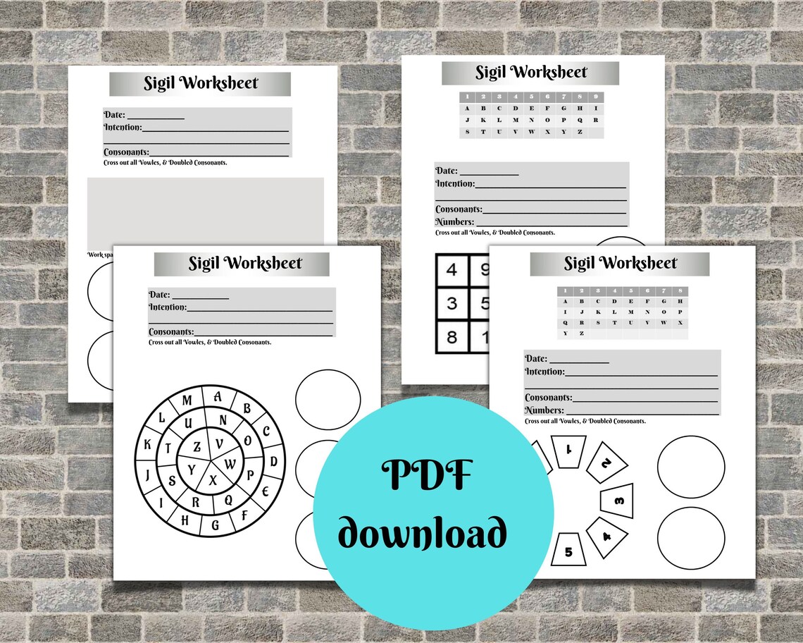 4 Page Sigil Spell Sheet, Sigil Maker, Sheet, Planner. 1 Print of Each ...