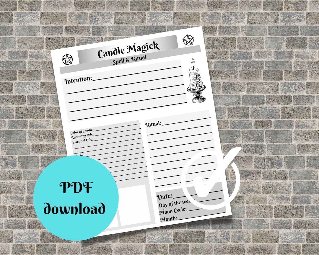 1 Page Candle Magick Ritual, Spell, Sheet, Planner. 1 Color,1 Print ...